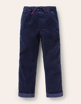 Relaxed Slim Pull-on Trousers - College Navy Cord | Boden UK