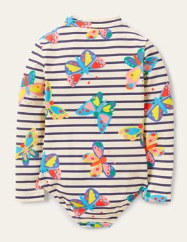 Long-sleeved Swimsuit - Multi Butterfly Breton | Boden US