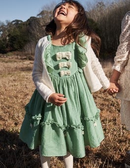 Green Organza Bow Party Dress - Csarite Green Gold Bows | Boden UK