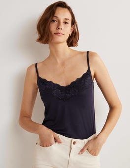 Lace Cami Top - Navy | Boden UK