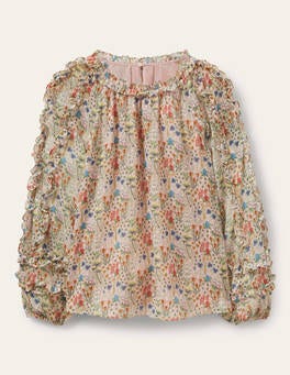 Ruffle Detail Raglan Blouse - Milkshake, Wildflower Bloom | Boden UK