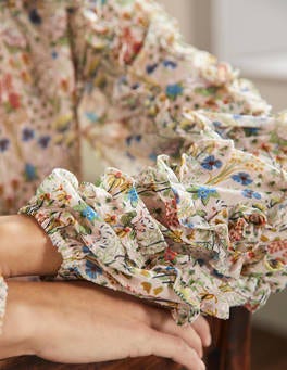 Ruffle Detail Raglan Blouse - Milkshake, Wildflower Bloom | Boden UK