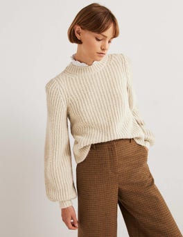 Chunky Ribbed Jumper - Oatmeal Melange | Boden UK