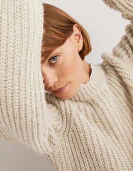 Chunky Ribbed Jumper - Oatmeal Melange | Boden UK