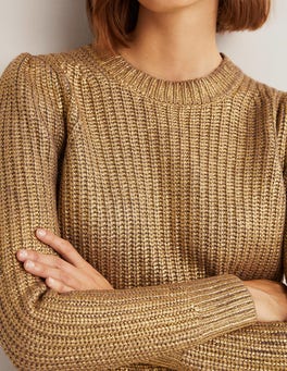 Ribbed Gold Jumper - Gold Foil | Boden EU