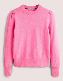 Cashmere Puff Shoulder Sweater - Cherry Blossom Melange | Boden US