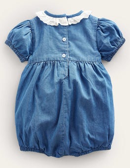 Woven Smocked Romper - Chambray Ducks | Boden US