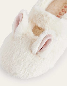 Fluffy Bunny Slippers - Ivory | Boden US