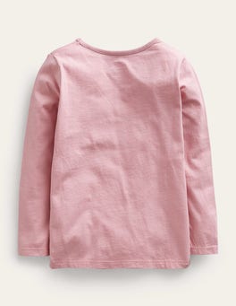 Puff Sleeve Appliqué T-shirt - Almond Pink | Boden EU