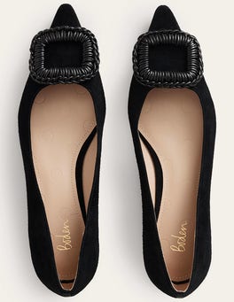 Pointed Ballet Flats - Black Suede | Boden UK