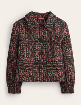 Quilted Printed Jacket - Black Based Print | Boden US
