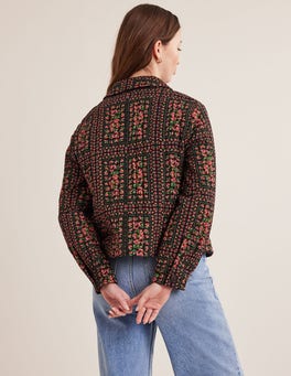 Quilted Printed Jacket - Black Based Print | Boden US