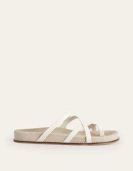 Flache Sandalen mit bunten Riemchen - Ecru, Leder | Boden DE