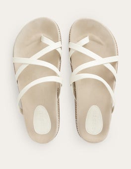 Flache Sandalen mit bunten Riemchen - Ecru, Leder | Boden DE