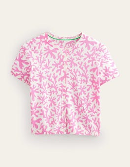 Printed Beach Cardigan - Plum Blossom, Abstract Foliage | Boden US