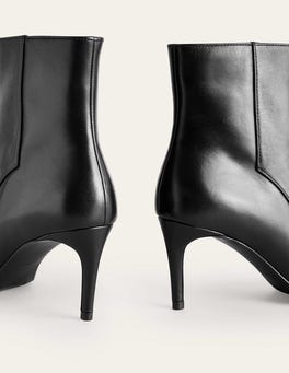 Pointed-Toe Ankle Boots - Black Leather | Boden US