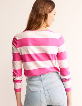 Bea Long Sleeve Breton - Ivory Pink Wide Stripe | Boden UK