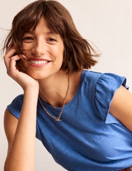 Cotton Flutter Top - Ebb and Flow Blue | Boden EU