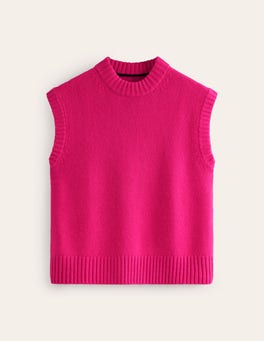 Chunky Cashmere Crew Neck Tank - Bright Pink | Boden US