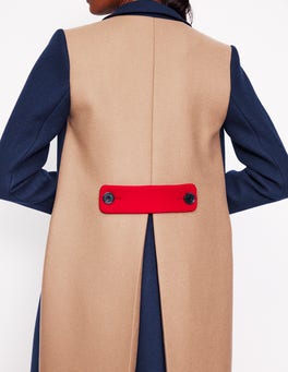 Colourblock Midi Coat - Navy, Multi | Boden UK