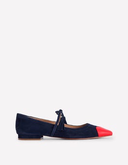 Tassel Tie Point Flat - Navy and Poppy Red | Boden EU