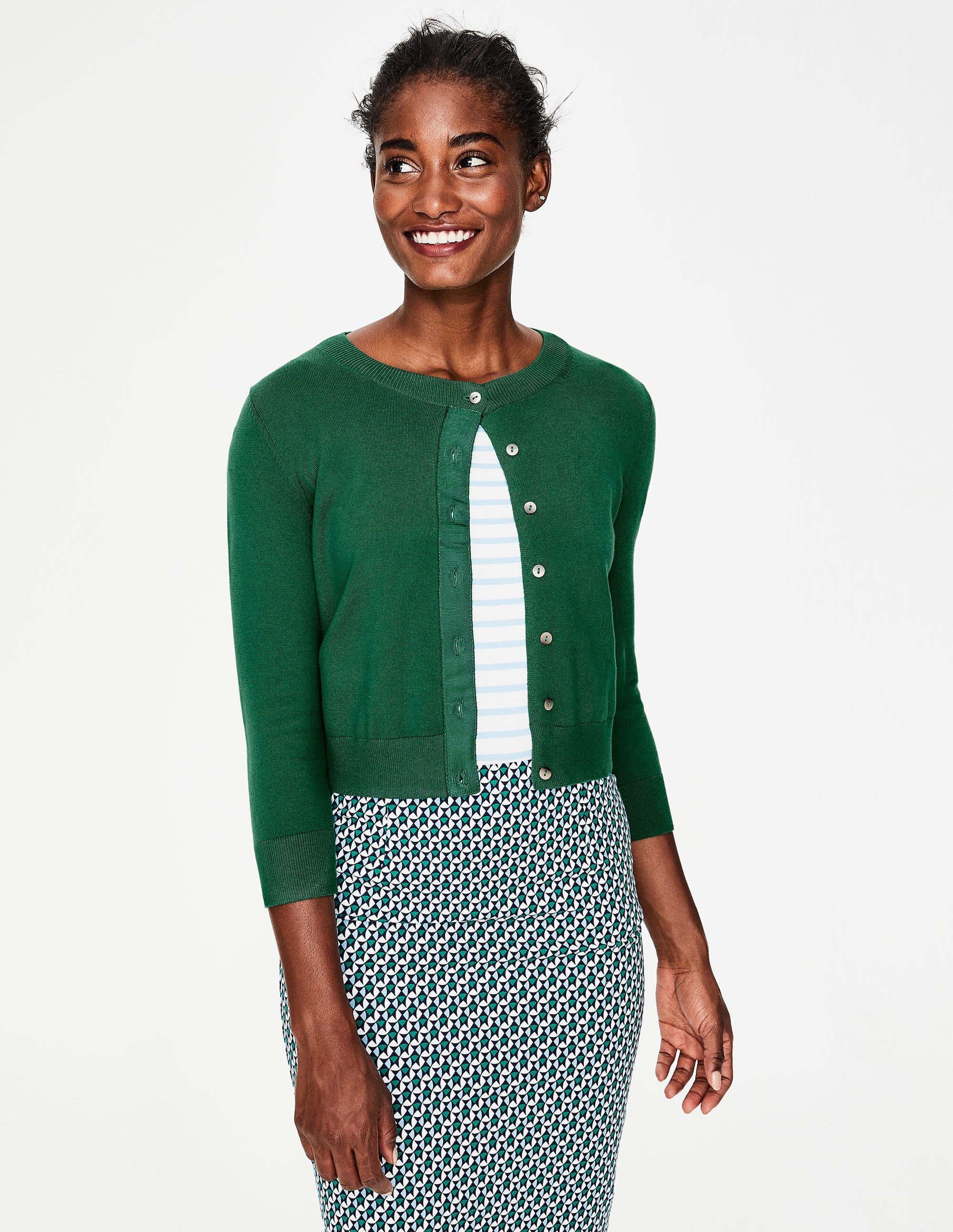 Amelia Crop Cardigan - Forest | Boden UK