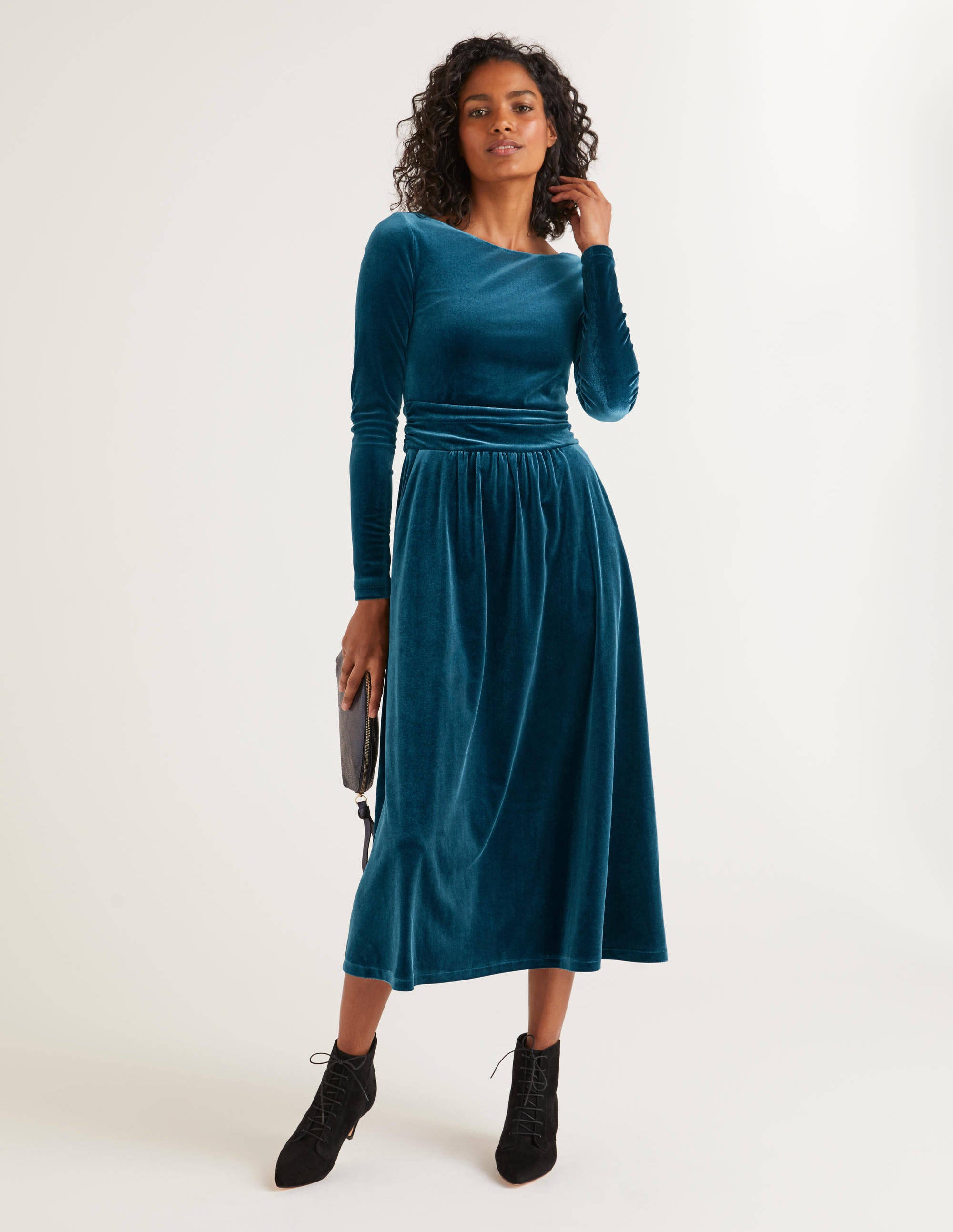 Lois Velvet Dress - Baltic | Boden UK