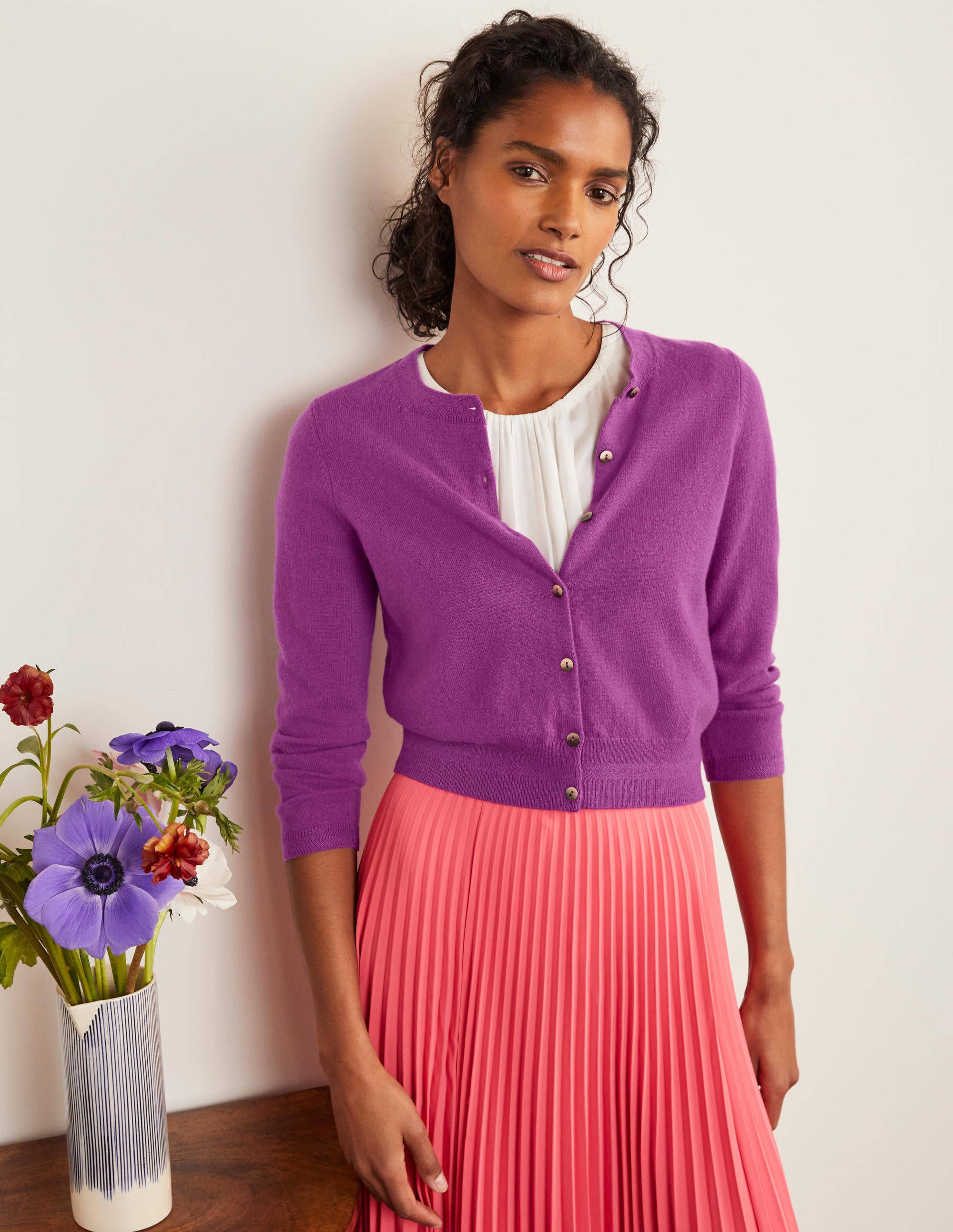 Cashmere Crop Cardigan - Jewel Purple | Boden US